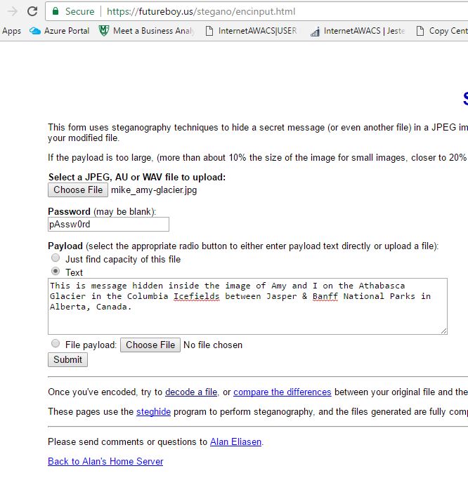 Steganography demo – Mike Colbert Online
